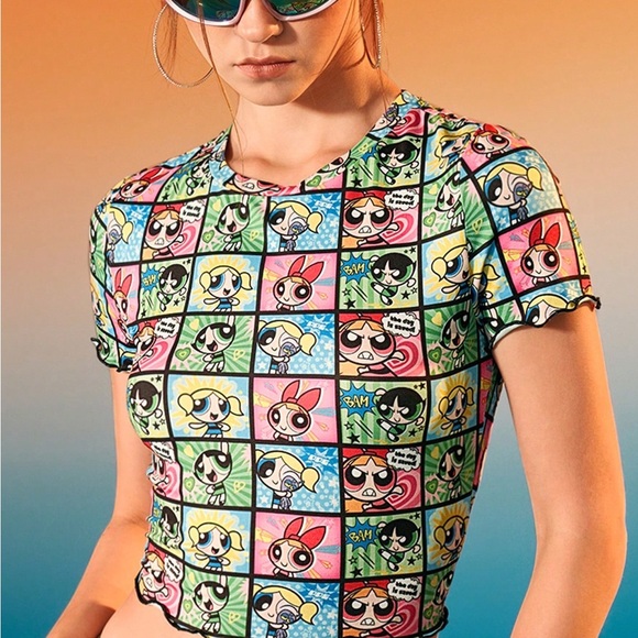 SHEIN | Tops | New Never Worn The Powerpuff Girls Allover Lettuce Trim ...